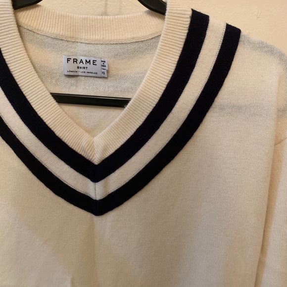 Frame Denim | Sweaters | Frame Varsity Vneck Sweater Womens Xs | Poshmark